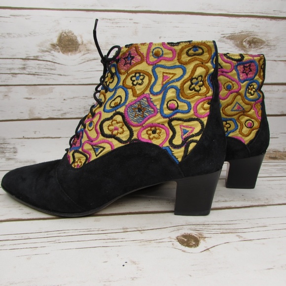 Amiana | Shoes | Amiana Lace Up Ankle Booties Embroidered Size 5 | Poshmark